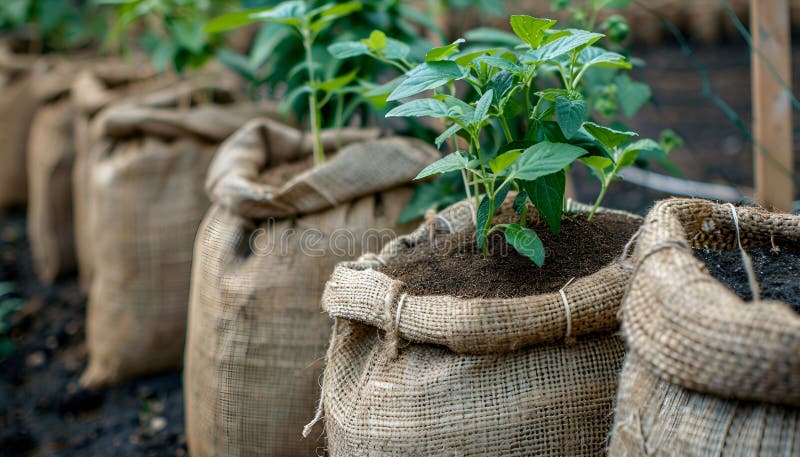 Burlap Sacks Filled with Rich, Dark Peat Soil, Essential for Plant ...