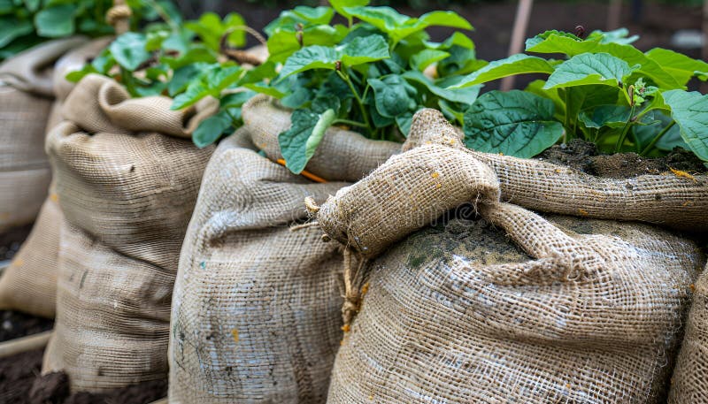Burlap Sacks Filled with Rich, Dark Peat Soil, Essential for Plant ...