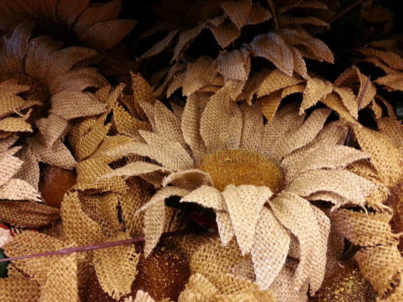 Burlap sunflowers stock image. Image of floral, craft - 55343647
