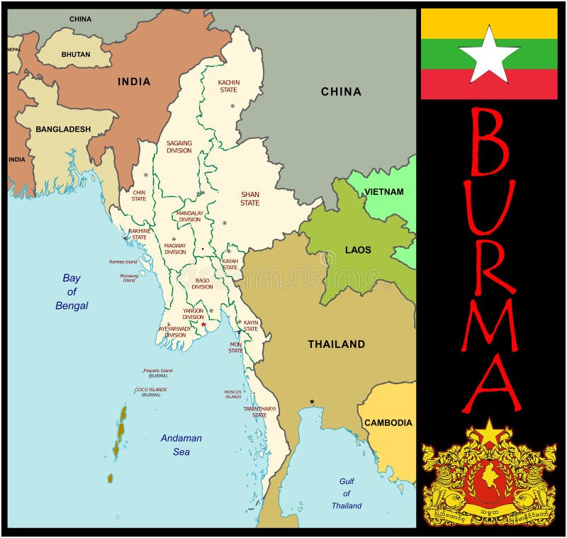 Burma Administrative Divisions Stock Illustration - Illustration of ...