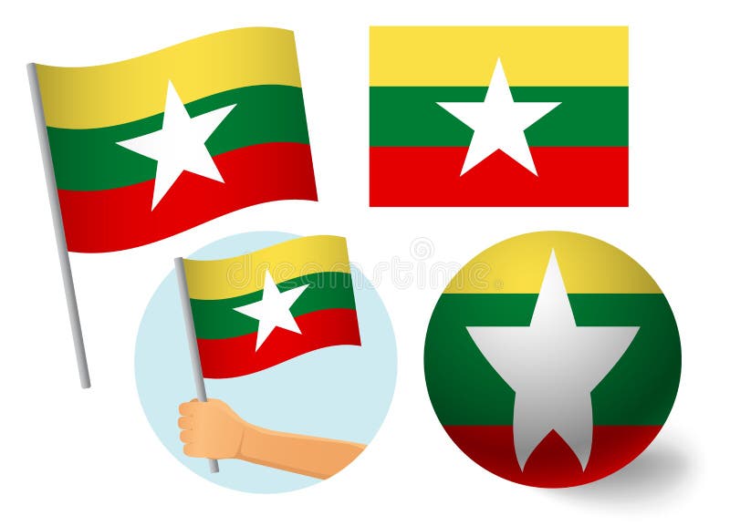 Burma flag icon set stock illustration. Illustration of sign - 155973650