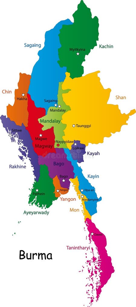 Myanmar Map States Stock Illustrations – 158 Myanmar Map States Stock ...