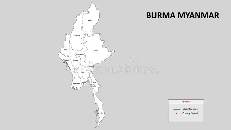 Burma Myanmar Map. State and District Map of Burma Myanmar Stock ...