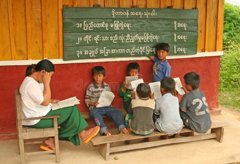 Burma school editorial photo. Image of village, study - 4257401