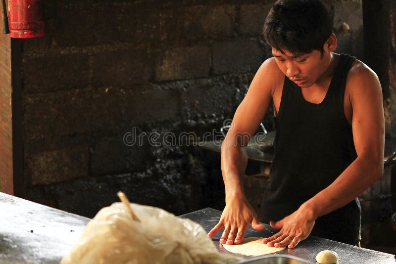 Burmese Men are Making Roti Editorial Stock Image - Image of kneading ...