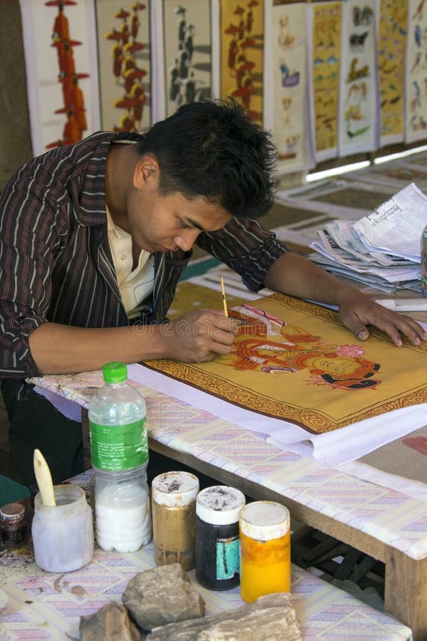 Bagan - Myanmar - Burmese Sand Painting - Burma Editorial Stock Image ...