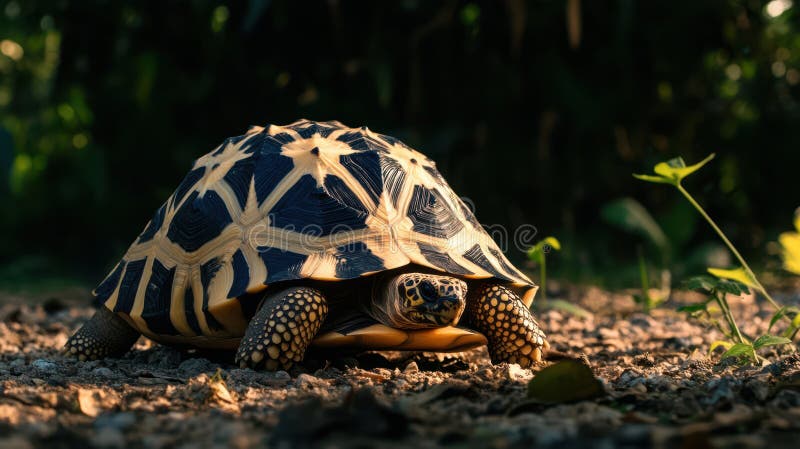 Burmese Star Tortoise with a Striking Shell Pattern Offering a Copy ...