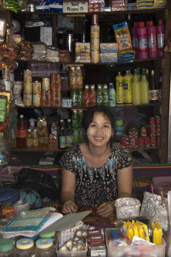 Myawaddy, Myanmar, Burmese Woman at Her Shop Editorial Image - Image of ...
