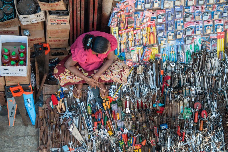 Burmese Woman Selling Tools Editorial Stock Photo - Image of ...