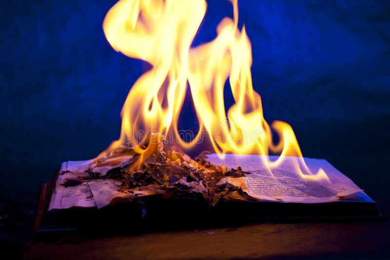 Burning Book on Fire Flames Stock Image - Image of damaged, antique ...