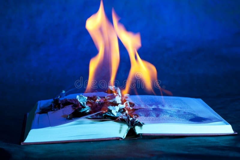 Burning Book on Fire Flames Stock Image - Image of damaged, antique ...