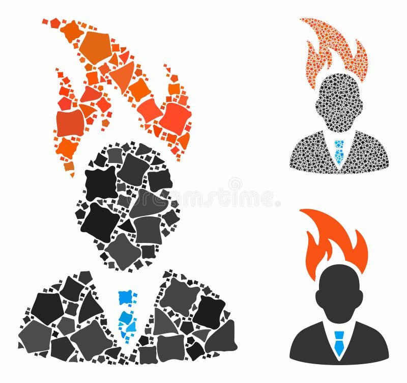 Burn Businessman Head Mosaic Icon of Inequal Elements Stock Vector ...