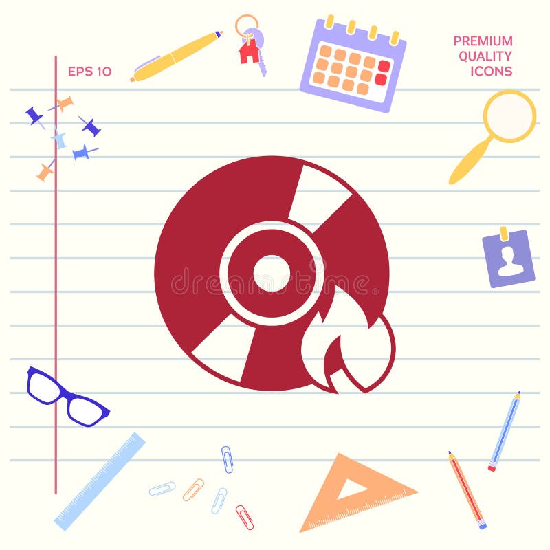 Burn CD or DVD icon stock vector. Illustration of copy - 129541103