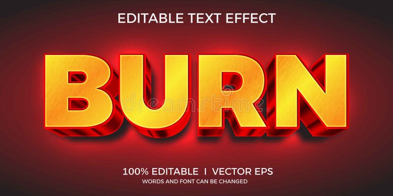 Burn 3d Vector Text Effect with Modern Style Design Stock Illustration - Illustration of color ...
