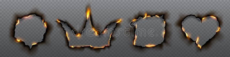 Burn Edge Paper Hole Corner, Fire Texture Effect Stock Illustration ...