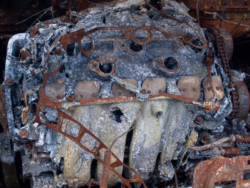 Burned engine stock photo. Image of rust, scrap, accident - 26309190