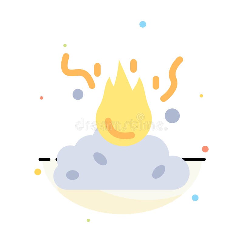 Burn, Fire, Garbage, Pollution, Smoke Abstract Flat Color Icon Template ...