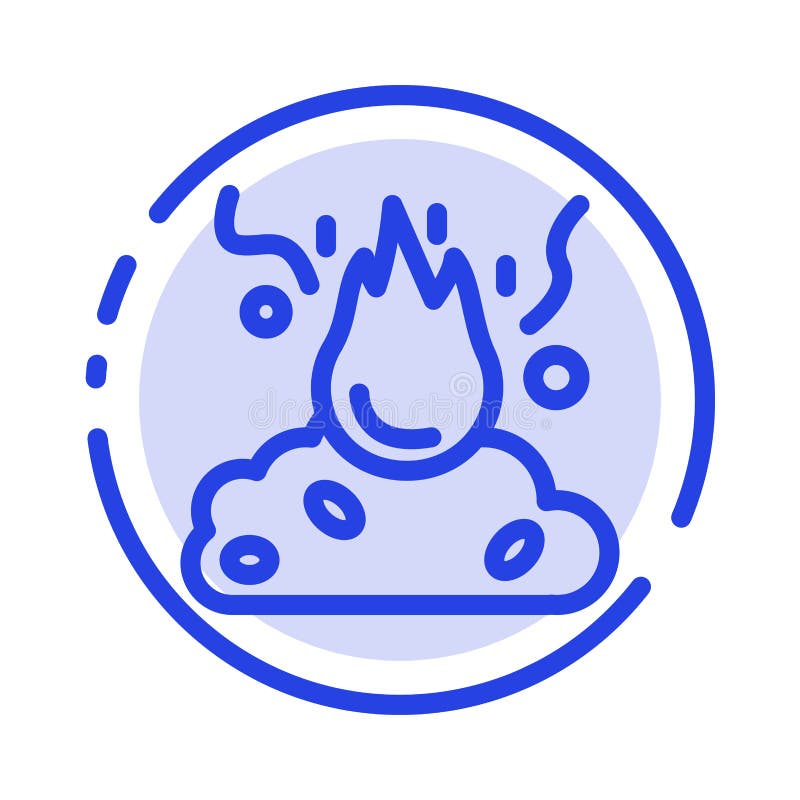 Burn, Fire, Garbage, Pollution, Smoke Blue Dotted Line Line Icon Stock ...