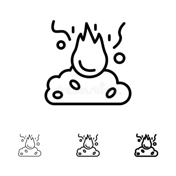 Burn, Fire, Garbage, Pollution, Smoke Bold and Thin Black Line Icon Set ...