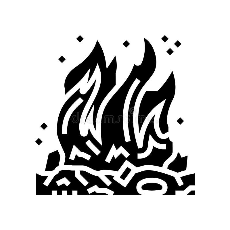 Burn Fire Glyph Icon Vector Illustration Stock Vector - Illustration of ...
