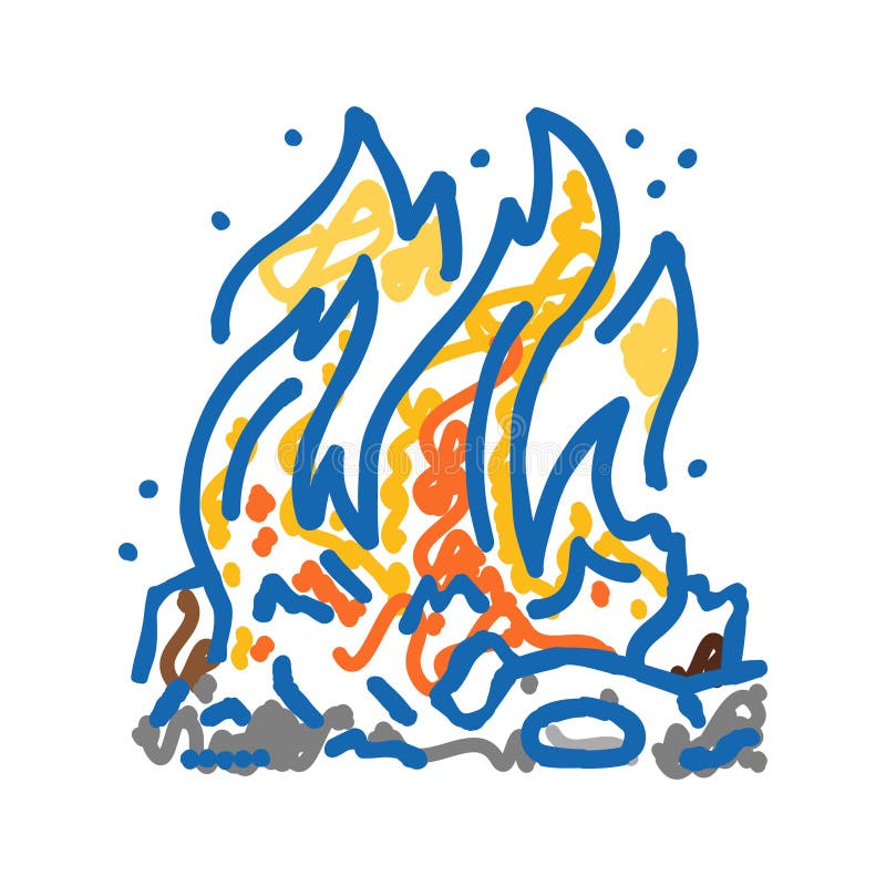 Burn Fire Icon Doodle Illustration Stock Vector - Illustration of ...