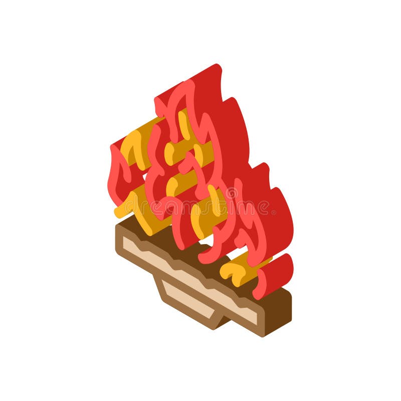 Burn Fire Isometric Icon Vector Illustration Stock Vector ...