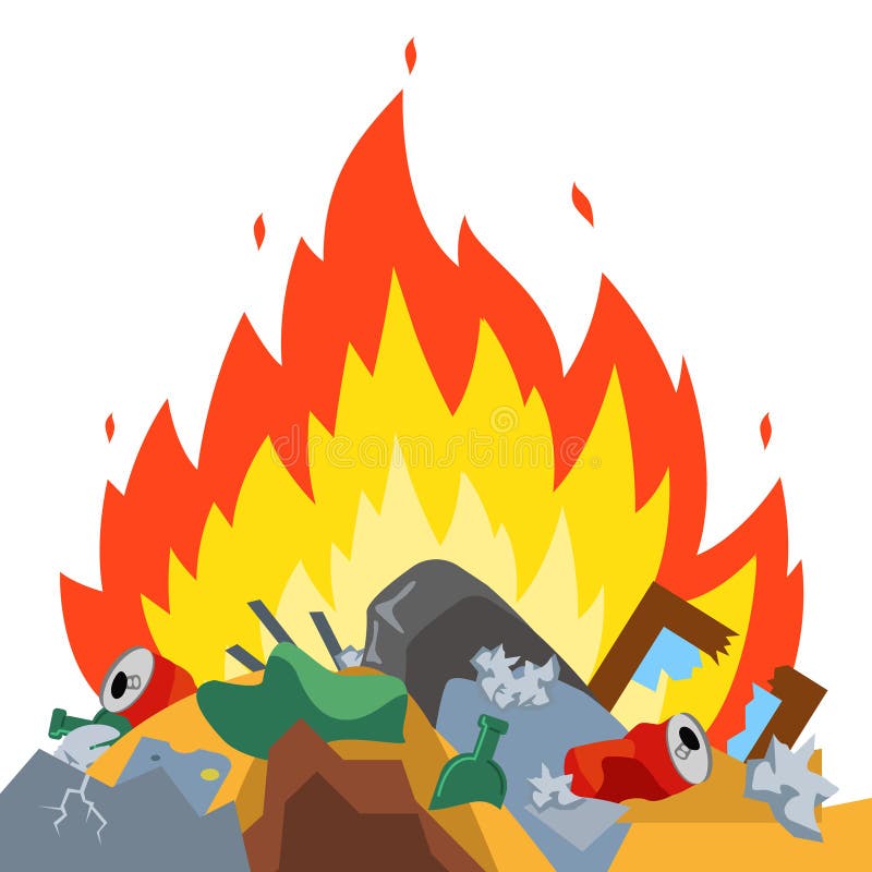 Garbage Burnt, Burn Waste Plastic Symbol, Pollution from Plastic in ...