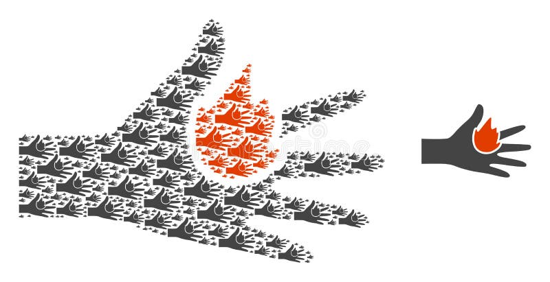 Burn Hand Collage of Self Icons Stock Vector - Illustration of flame ...