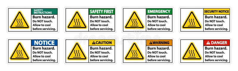 Burn Hazard Safety,Do Not Touch Label Sign on White Background Stock ...