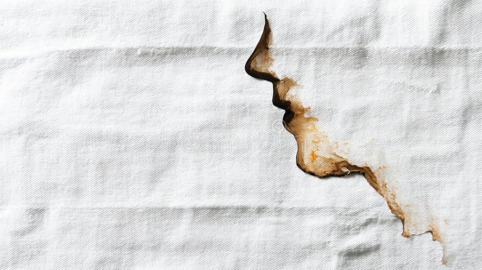 Burn Mark Taking the Shape of a Human Profile on a White Fabric Piece ...