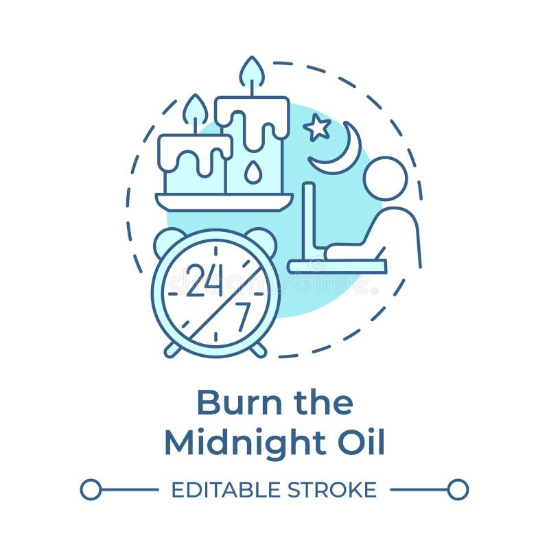 Burn the Midnight Oil Soft Blue Concept Icon Stock Vector ...