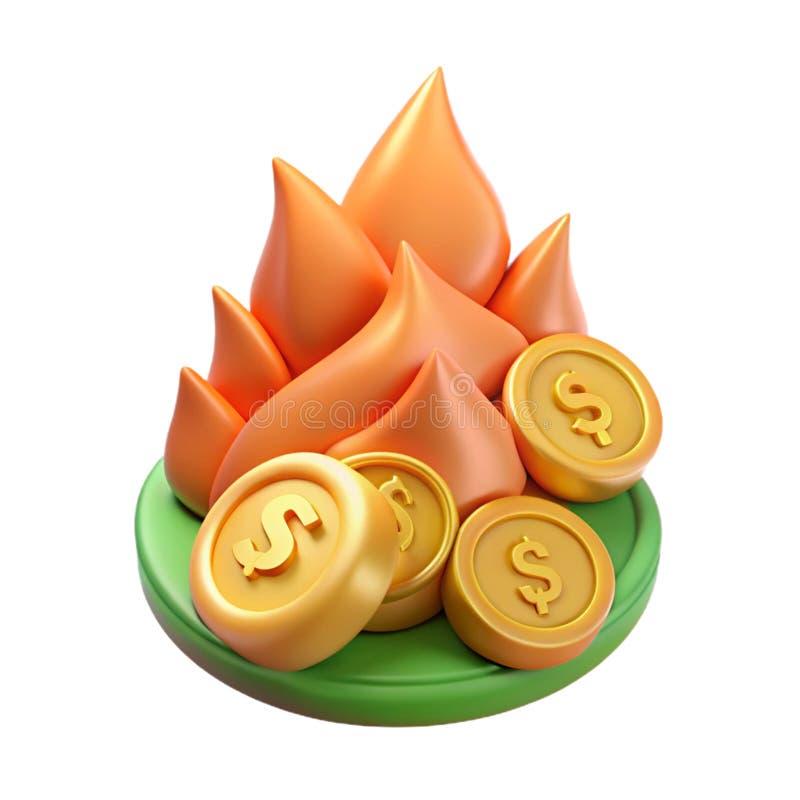 Burn Money 3D Icon stock illustration. Illustration of minimal - 358577274
