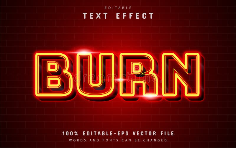 Burn neon text effect stock vector. Illustration of technology - 255930463