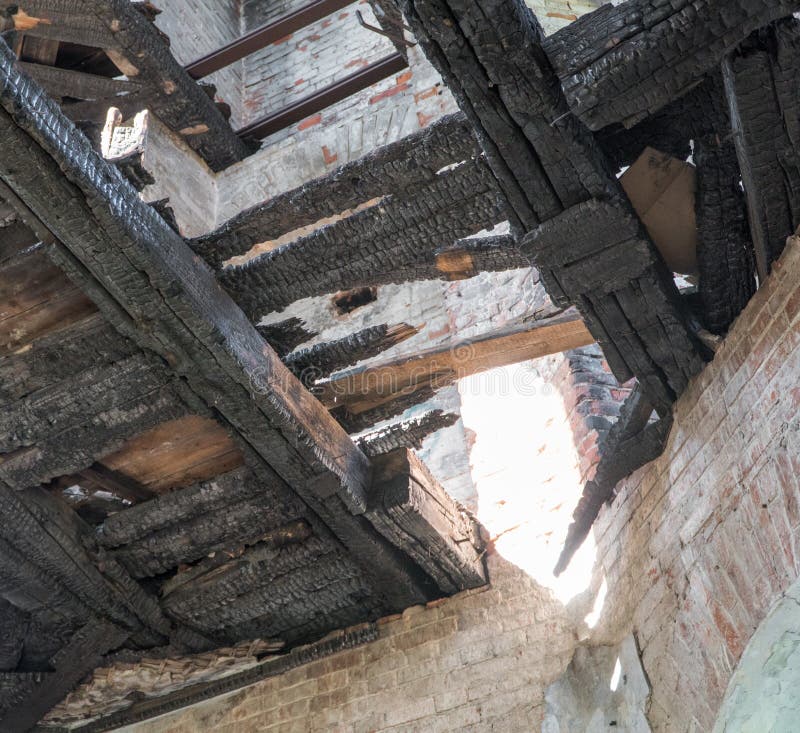 Burned Building from the Inside Stock Image - Image of construction ...