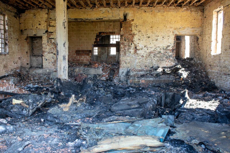 Destroyed Building Interior after Fire Stock Photo - Image of soot ...