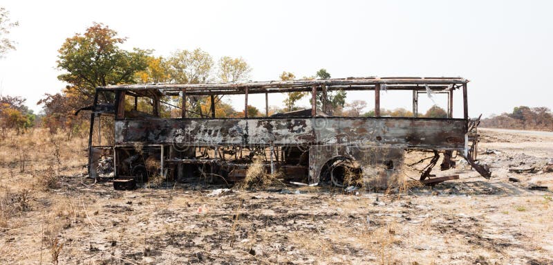 Burned Bus at the Side of the Road Editorial Photo - Image of scorched ...