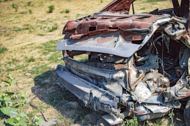 Burned Car with Burnt Systems Stock Photo - Image of apocalyptic ...
