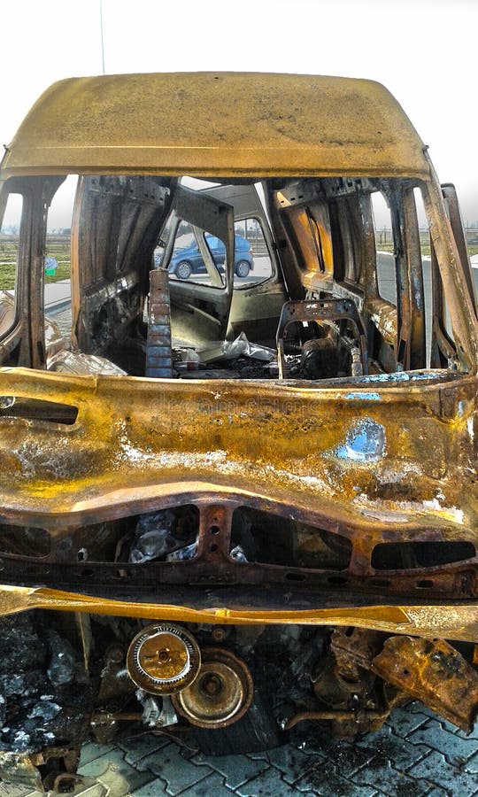 Burned car stock image. Image of metal, rusty, arson - 79256939