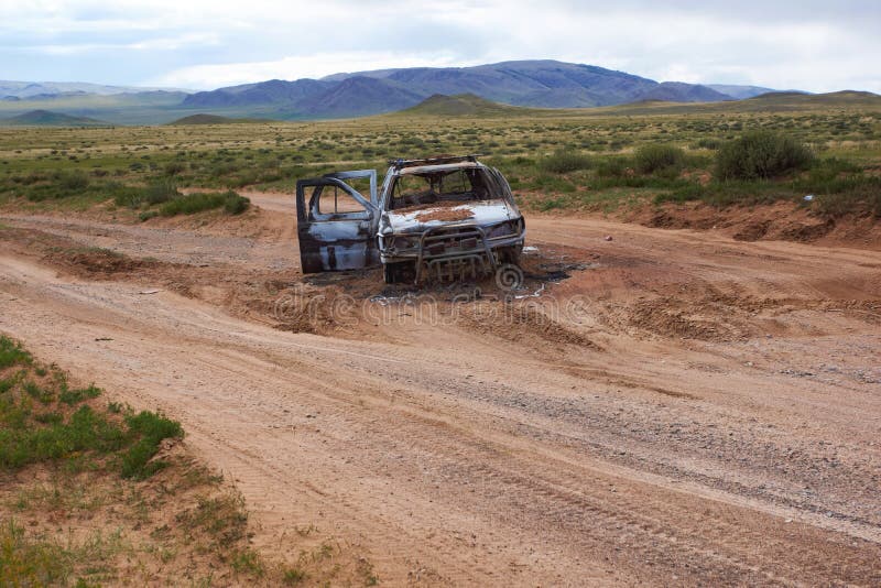 Burned car stock image. Image of fire, road, action, horror - 39395693