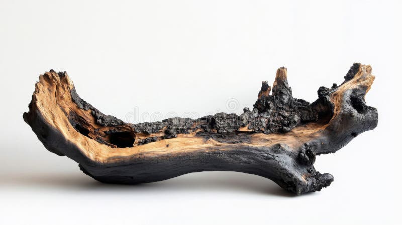 Burned and Charred Tree Branch with Exposed Wood Stock Illustration ...