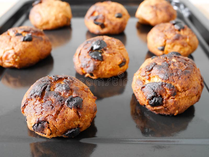 Burned Cornflake and Raisin Cookies Stock Photo - Image of brown ...