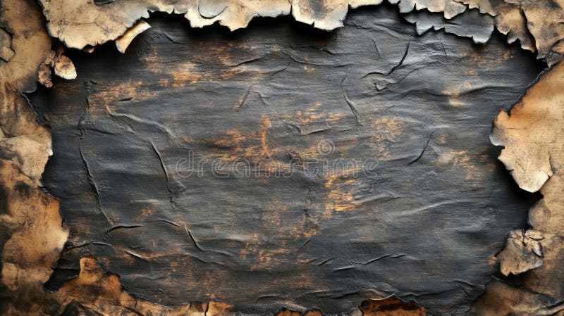 Burned and Cracked Paper Frame with Black Background Stock Illustration ...