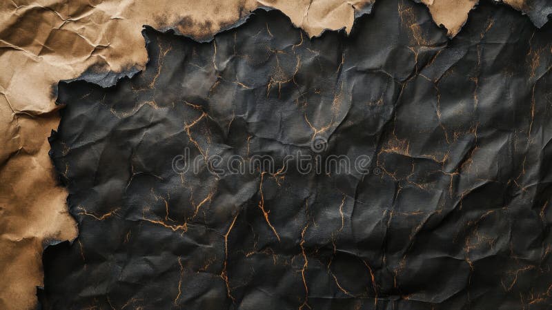 Burned and Crumpled Paper with Golden Crackling Stock Illustration ...
