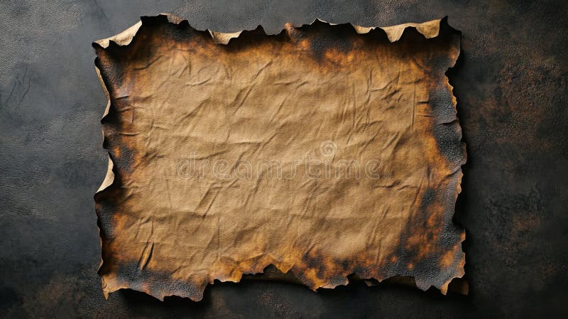 Burned and Crumpled Parchment Paper on a Rustic Background Stock ...