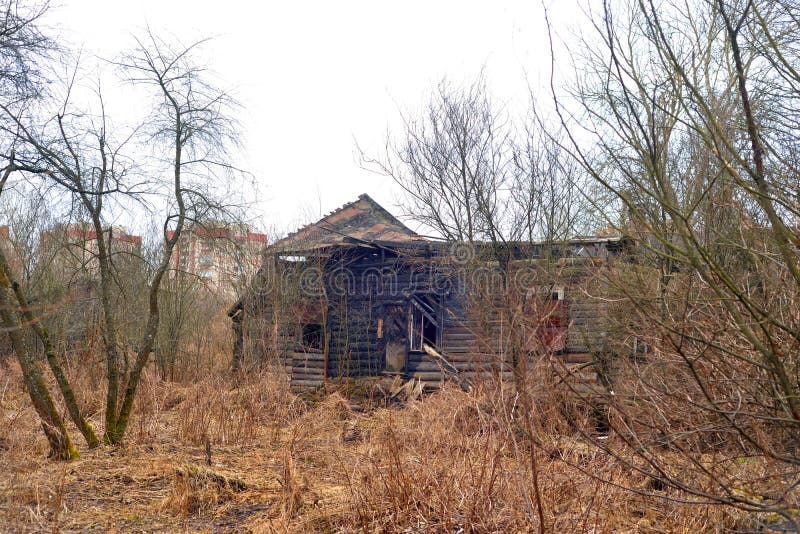 Burned down building. stock image. Image of destroyed - 104791059