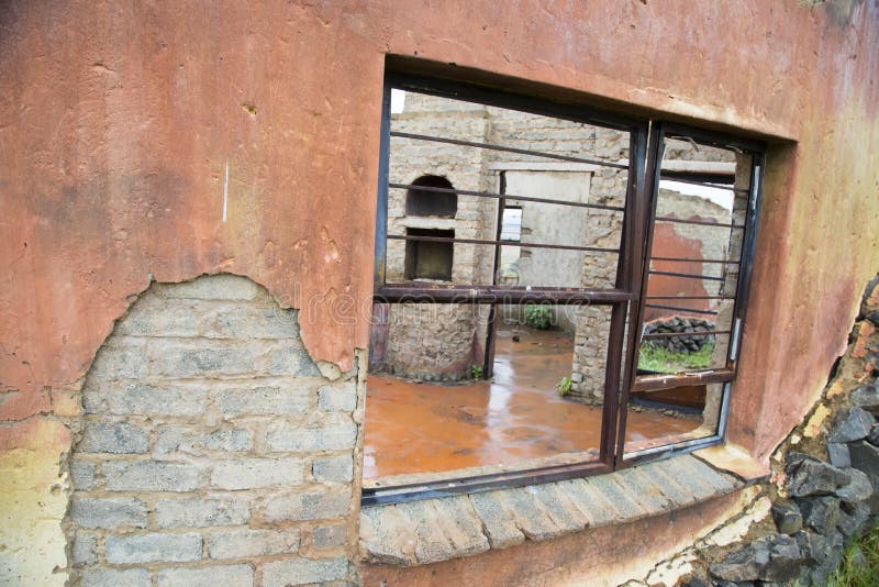 Burned down restaurant. stock image. Image of burned - 129063581