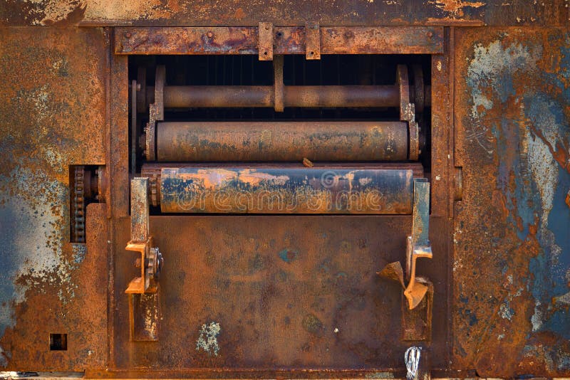 Burned Down and Rusty Industrial Machine Stock Photo - Image of dark ...