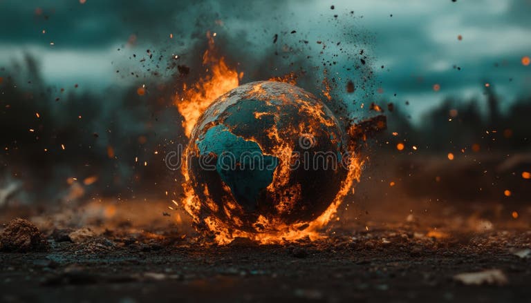 Burned Earth Globe Symbolizing the Dire Impact of Global Warming and ...