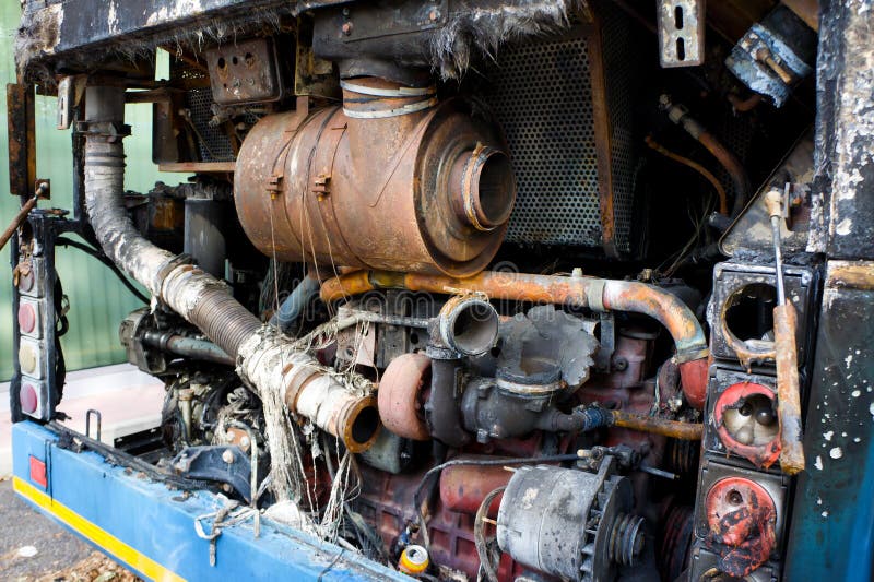Burned engine stock photo. Image of rust, scrap, accident - 26309190