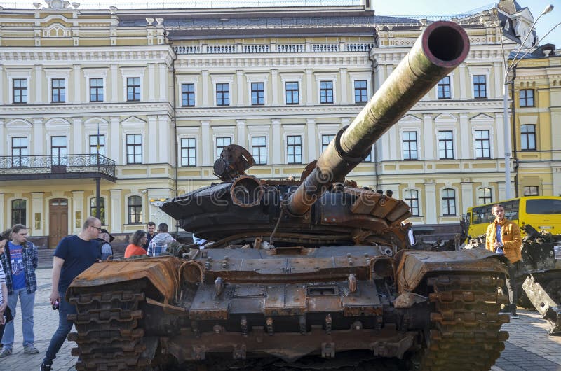 Burned and Exploded Tank ?-72B Destroyed As a Result Artillery Strike ...